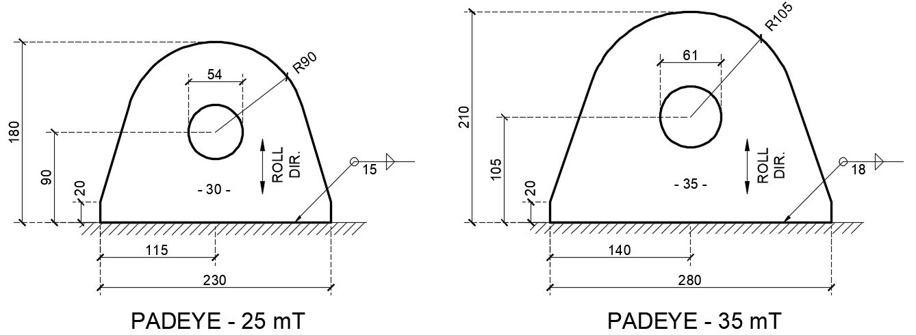 Steel Steel padeye design | Standard padeye CAD drawing ready for ...